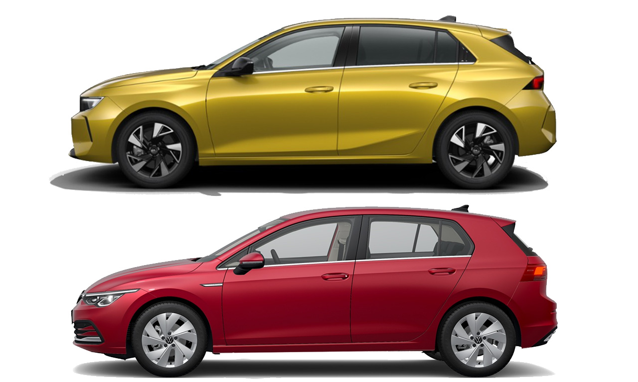 Opel Astra "Elegance" vs. VW Golf 8 "Style": Der Konfigurator-Vergleich ...